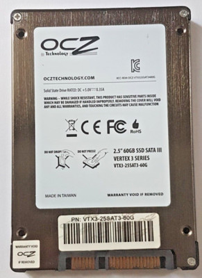60 GB SATA OCZ Vertex 3 Series SSD VTX3-25SAT3-60G 2D-NAND MLC 2.5 ...