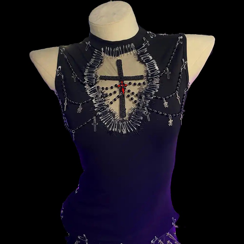 Punk Rock Teen Cross Goth Emo Fairy Pin E-Girls Y2K TOPS Harajuku ...