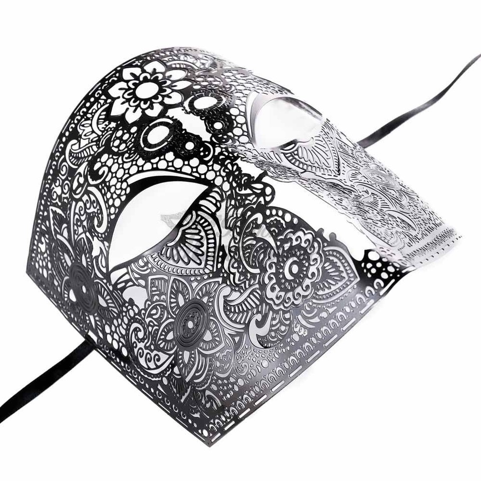 Bauta Mask: Men's Masks - Full Face Metal Masquerade Mask Black | eBay