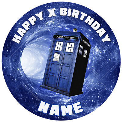 Doctor Who Cake Topper Tardis Police Box Decoration Personalised Edible ...