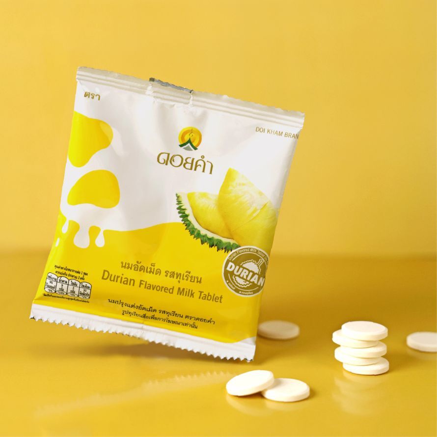 Doi Kham Durian Flavored Milk Tablet 20g, Delicious, Taste of real ...