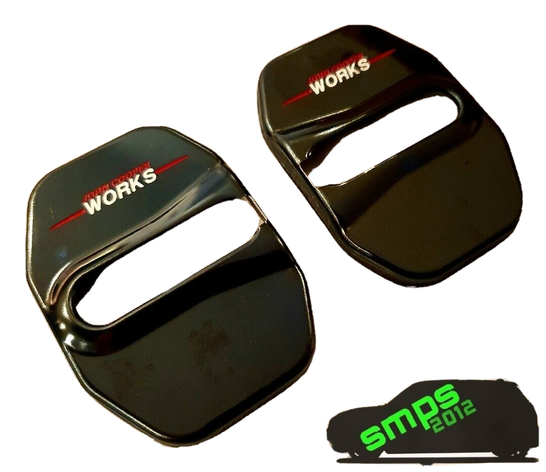 Mini F56 JCW Logo Door Lock Covers Black Chrome Latch, John Cooper ...