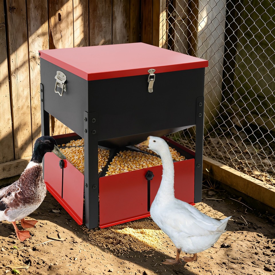 Chicken Feeder 100lbs Galvanized Steel Poultry Feeder for Chickens ...