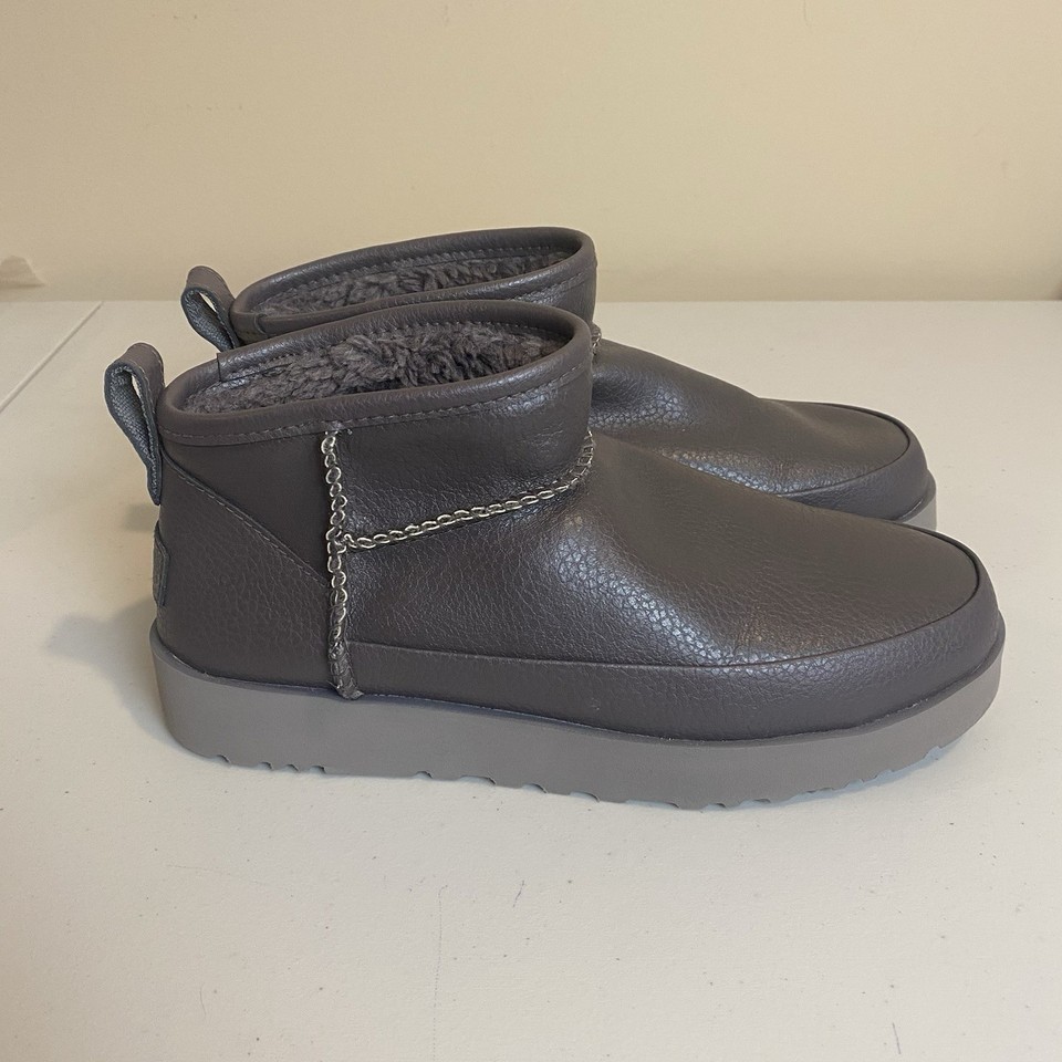 UGG Women’s Gray Stone Classic Ultra Mini Sugar Thunder Boots Size 8 ...