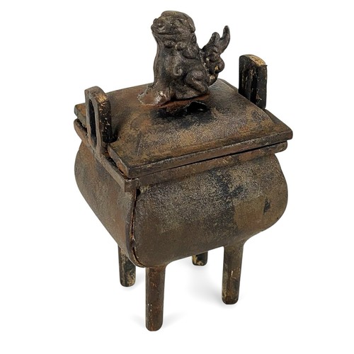 Vintage Japanese Cast Iron Censer Incense Burner Foo Dog Lid Marked ...