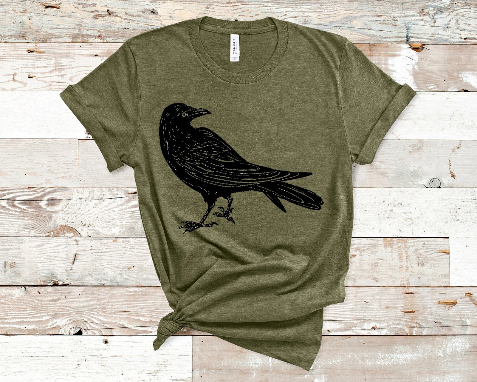 Crow Women's T-Shirt Hand Print Dual-Blend Tee Raven Shirt Eco Fashion ...