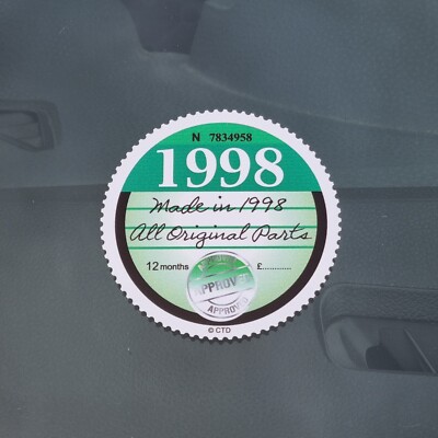 1998 Green Tax Disc Replacement Retro Vinyl Sticker Decal For Car ...