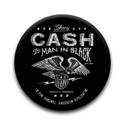 JOHNNY CASH American Outlaw 1.25in Rd Pinback Button (Pins Approx. 32mm ...