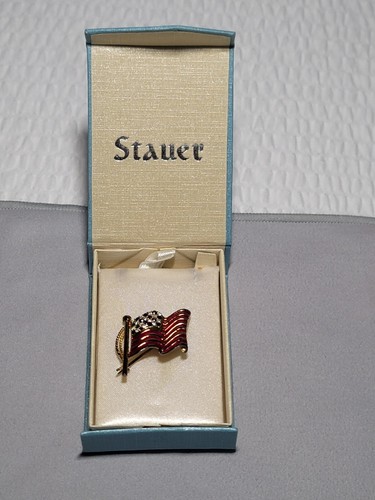 Diamond Sapphire Stauer 925 Sterling Silver 14k Gold Plate Brooch Wavy ...