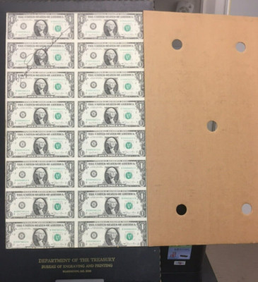 UNITED STATES USA 1981 UNCUT SHEET OF 16 x $1 ONE DOLLAR sign ANGELA M ...