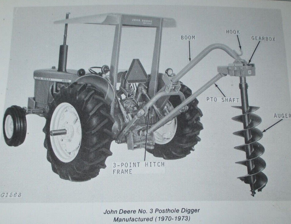 John Deere 3 Posthole Digger Parts Catalog Manual Book 1/74 JD ORIGINAL ...