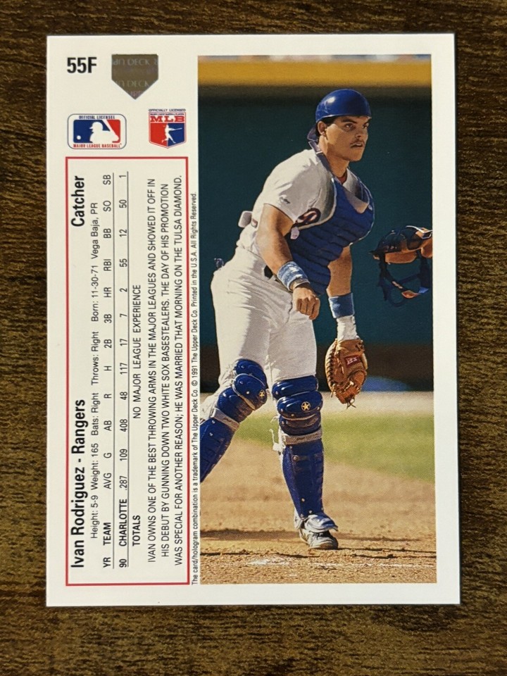 1991 Upper Deck Baseball Ivan Rodriguez Rookie Card #55F - HOF | eBay