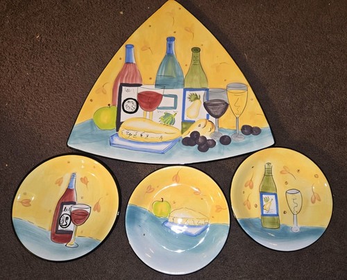 HausenWare Mary Jane Mitchell Wine Cheese Fruit 4pc Appetizer Platter ...