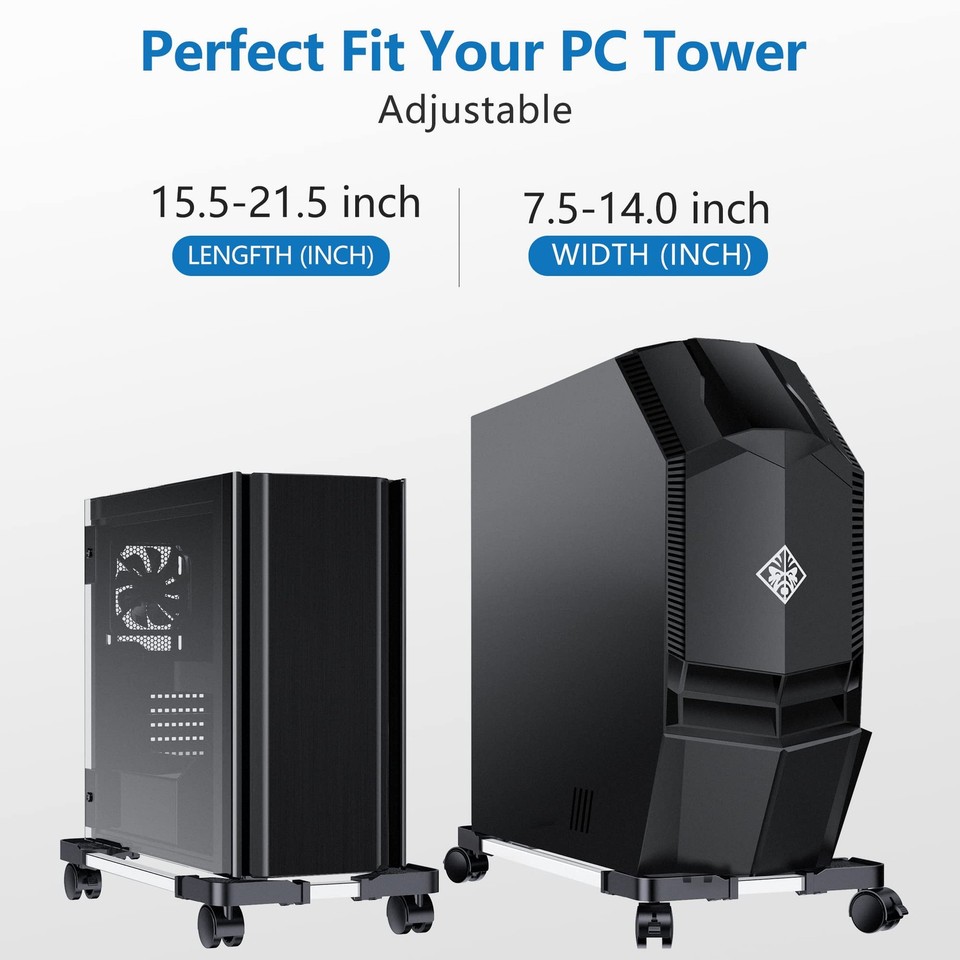 Adjustable Computer Tower Stand Mobile PC CPU Holder Cart Riser with ...