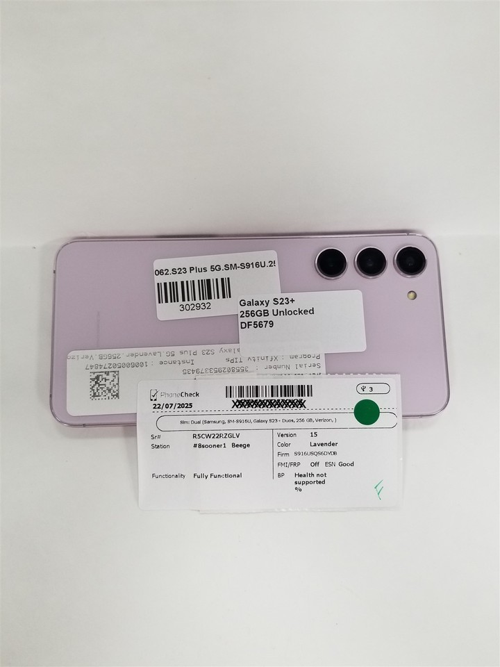 Samsung Galaxy S23+ 256GB Purple SM-S916U (Unlocked) Fully Functional ...