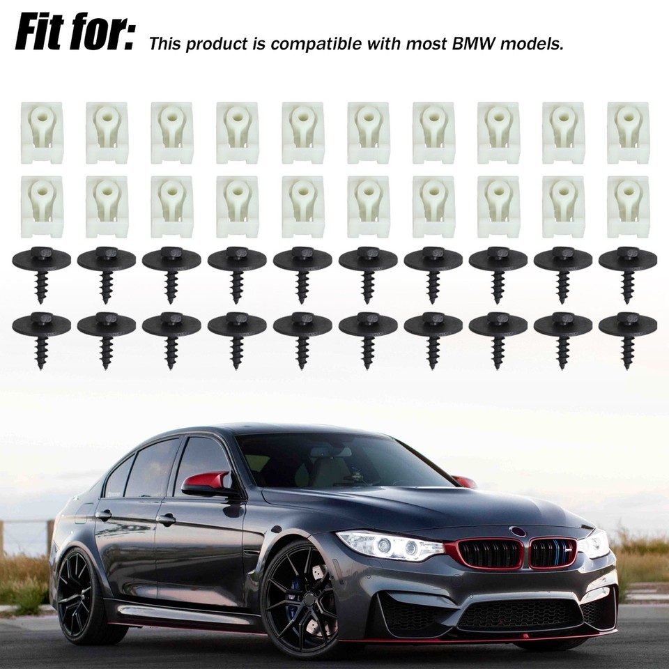 Set of 40 Front Fender Liner C-Clip & Hex Bolt for Most BMW 07149213164 ...