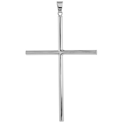 925 Sterling Silver Plain 4mm Tubular Cross Pendant 3 3/4 Inch Tall ...