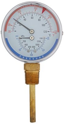 Trerice PTC14405 Bottom Stem Tridicator, 1/2" NPT Connection, 3" face ...