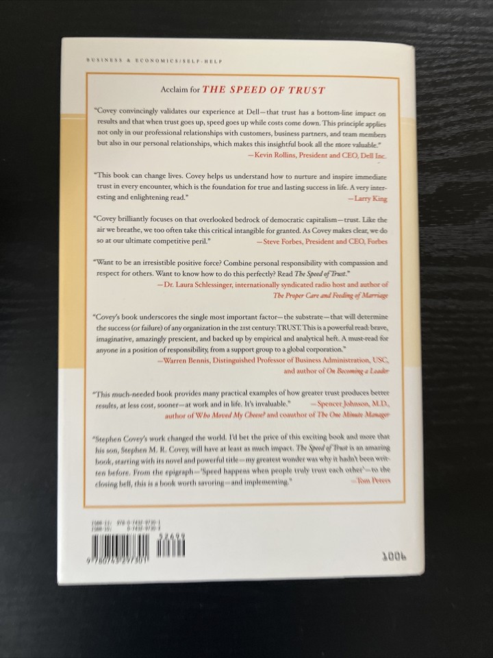 The Speed of Trust: The One Thing That Changes Everything 9781416549000 ...