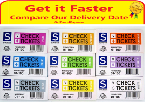 9 x Sovereign Raffle Tickets Check Books Door Prize Colours Numbered to ...