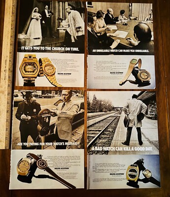 VTG lot 4 mag print ads 1970s Bulova Accutron watches time keeping ads ...