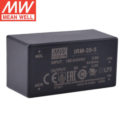 MEANWELL IRM-20 switching power supply 3.3V5V9V12V24V pin type 20W AC ...