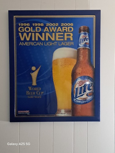 Miller Lite Mirror Gold Award Winner World Cup Bar Pub Mancave beer ...