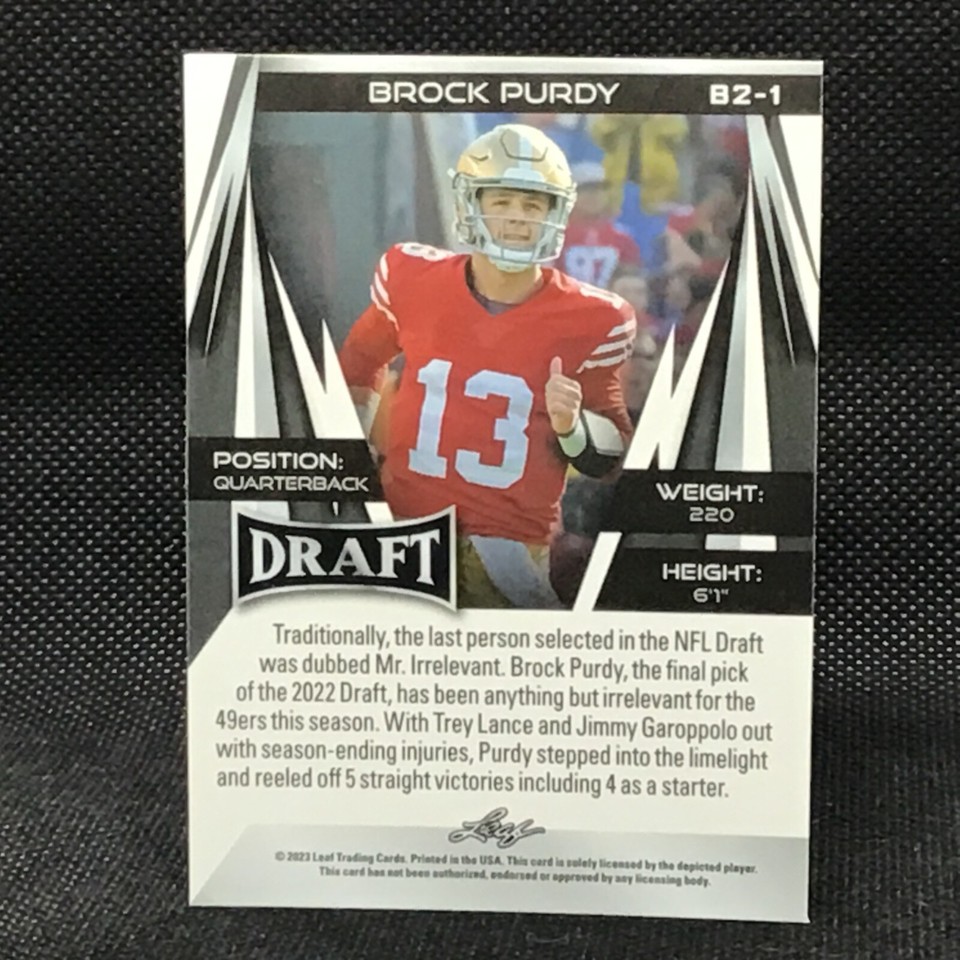 BROCK PURDY 2023 Leaf Draft YELLOW / GOLD RC #B2-1 49’ers | eBay