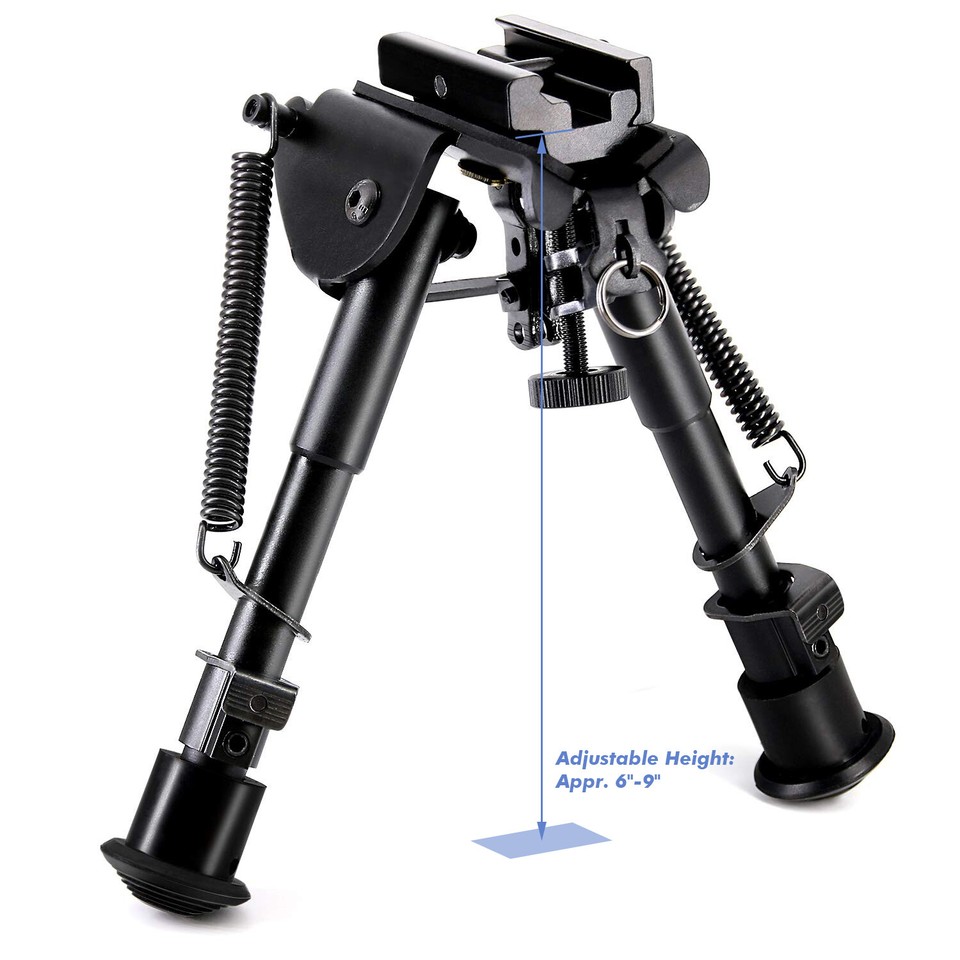 6-9 Inch Tactical Bipod Rotate Horizontally & Picatinny Rail Mount ...