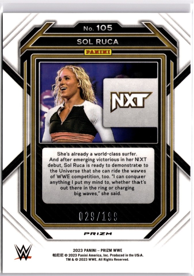 Sol Ruca 2023 Panini Prizm Premium Pandora Prizm WWE #105 WWE NXT #029/ ...