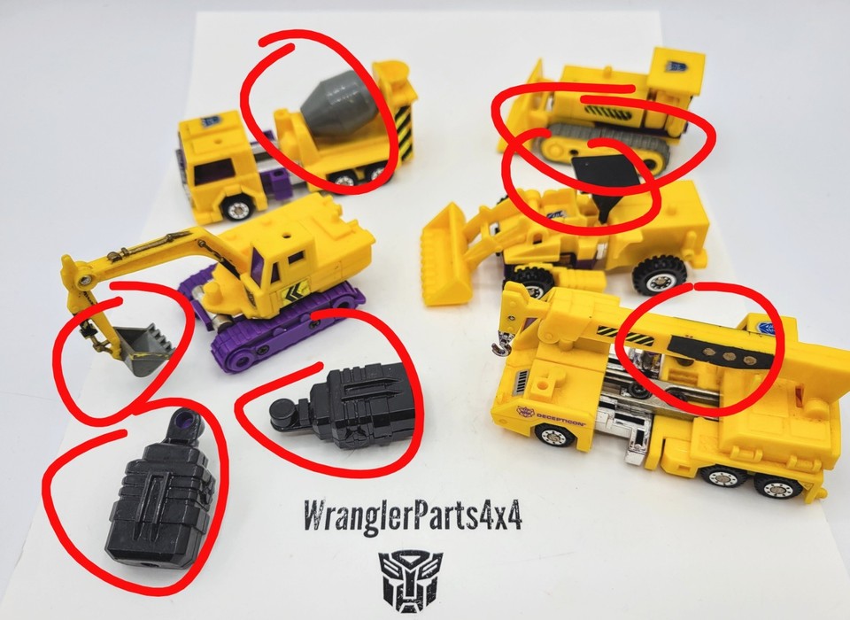 Vintage G2 Transformers 1993 Yellow Constructicons Devastator Figures ...