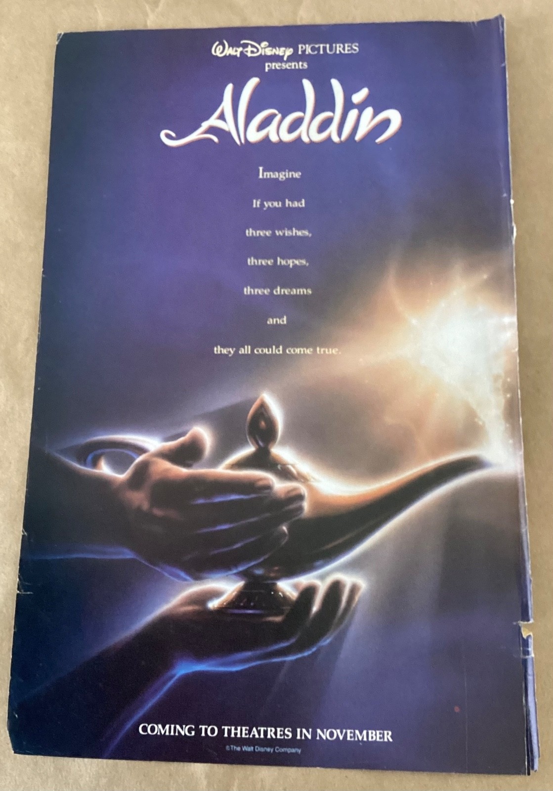 Walt Disney Aladdin 1992 Print Ad retro film promo art movie premiere ...