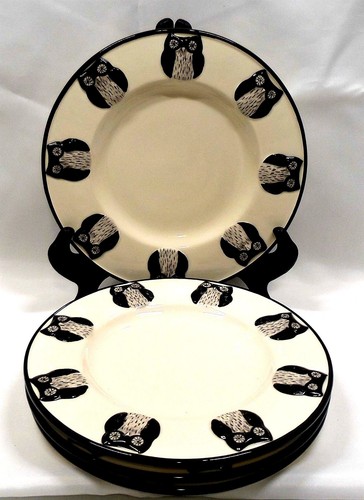 Global Design Connections Kate Williams Owl Salad Plates x4 Black Owls ...