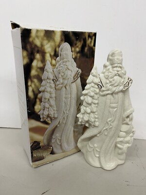 Vintage Christmas Ivory Santa Claus Figurine With Gold Trim Decoration ...
