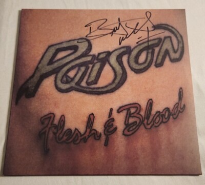 Poison Autographed Flesh & Blood Sea Grass Green Vinyl LP (By Bret ...