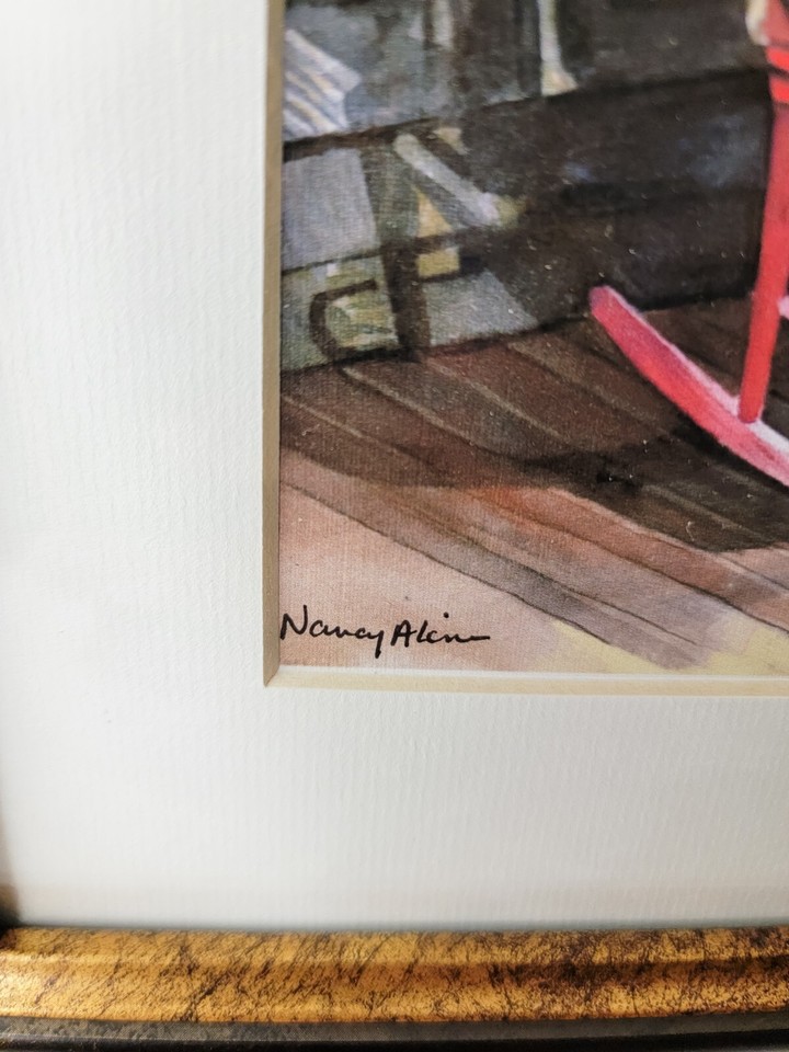 Dark Wood Framed Red Rocking Chair Signed Numbered Print 8” x 10 ...