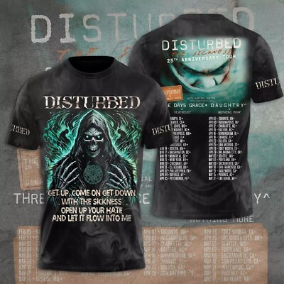 Disturbed 2025 Tour Date 3D Printed T-Shirt, Unisex All Size, Gift For ...
