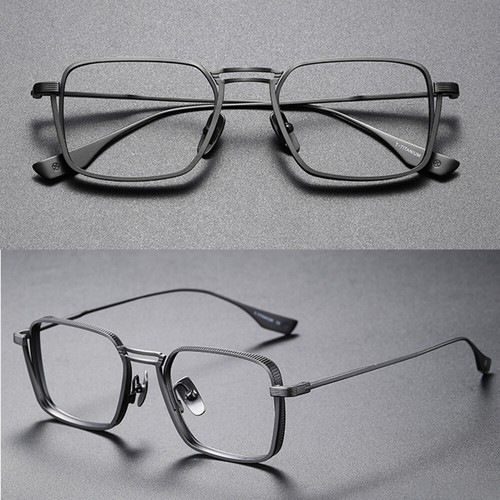 Man Handmade Metal Retro Square Eyeglasses Frame Ultra Light Spectacle ...