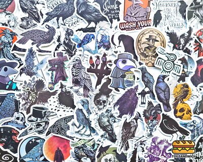 50 pc "Crows & Ravens" Sticker Pack Gothic Pagan Occult Curse Voodoo ...