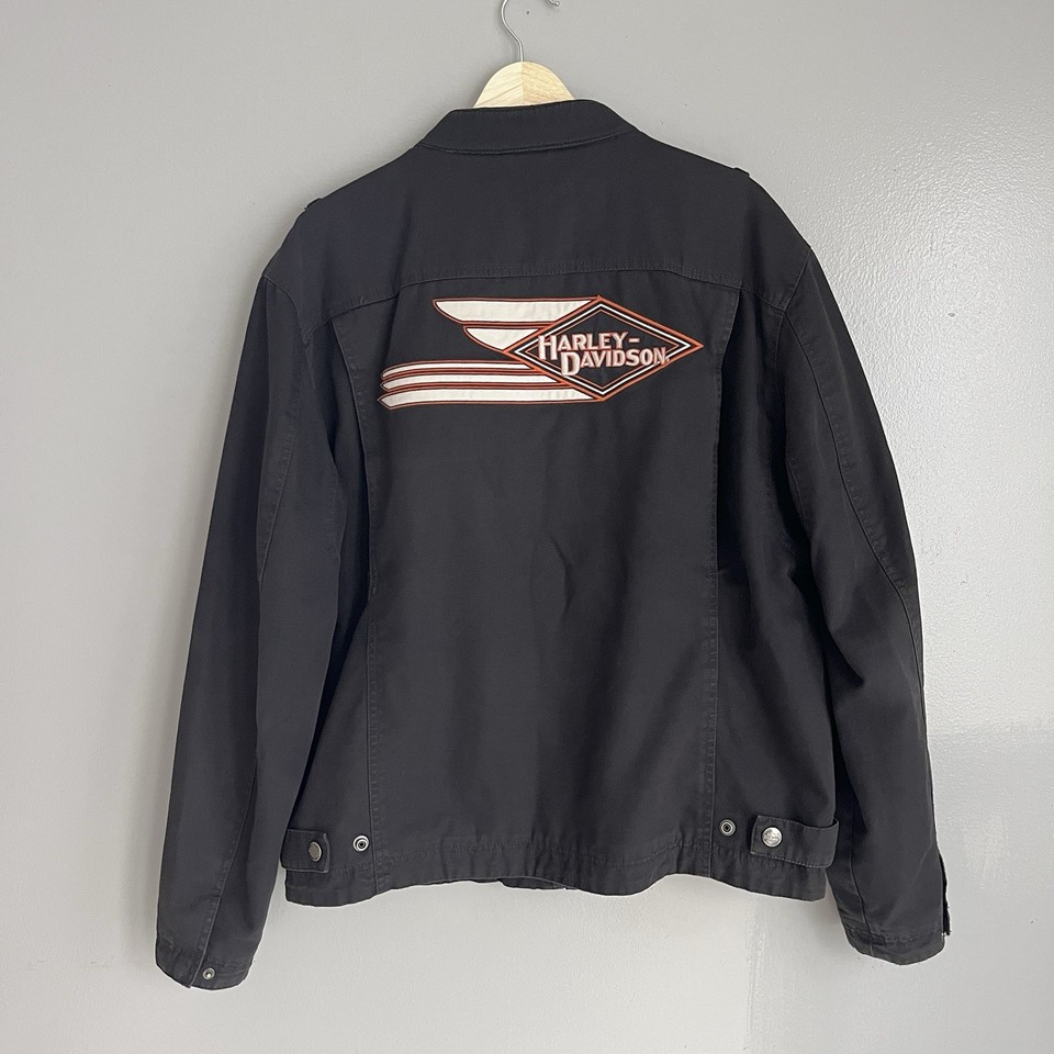 Harley Davidson Canvas Work Jacket Riding Field Flying Diamond Large ...