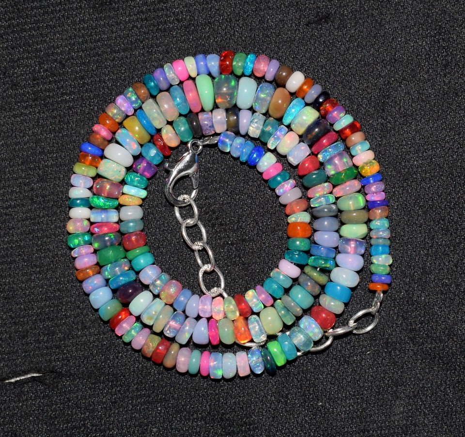 16"Natural Ethiopian Opal Wello Fire Opal Gemstone Bead Necklace ...