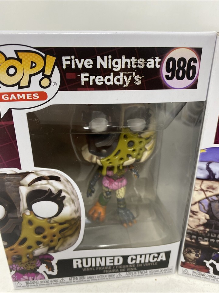 Lot Of 3 Funko Pop FNAF Security Breach Ruin #988 986 987 Roxy Chica ...