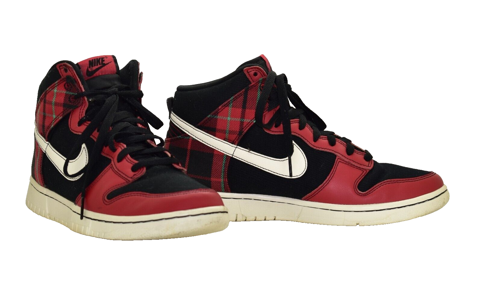 B4 Auth NIKE Dunk Hi SE Tartan Plaid Black University Red Shoes DV0826 ...