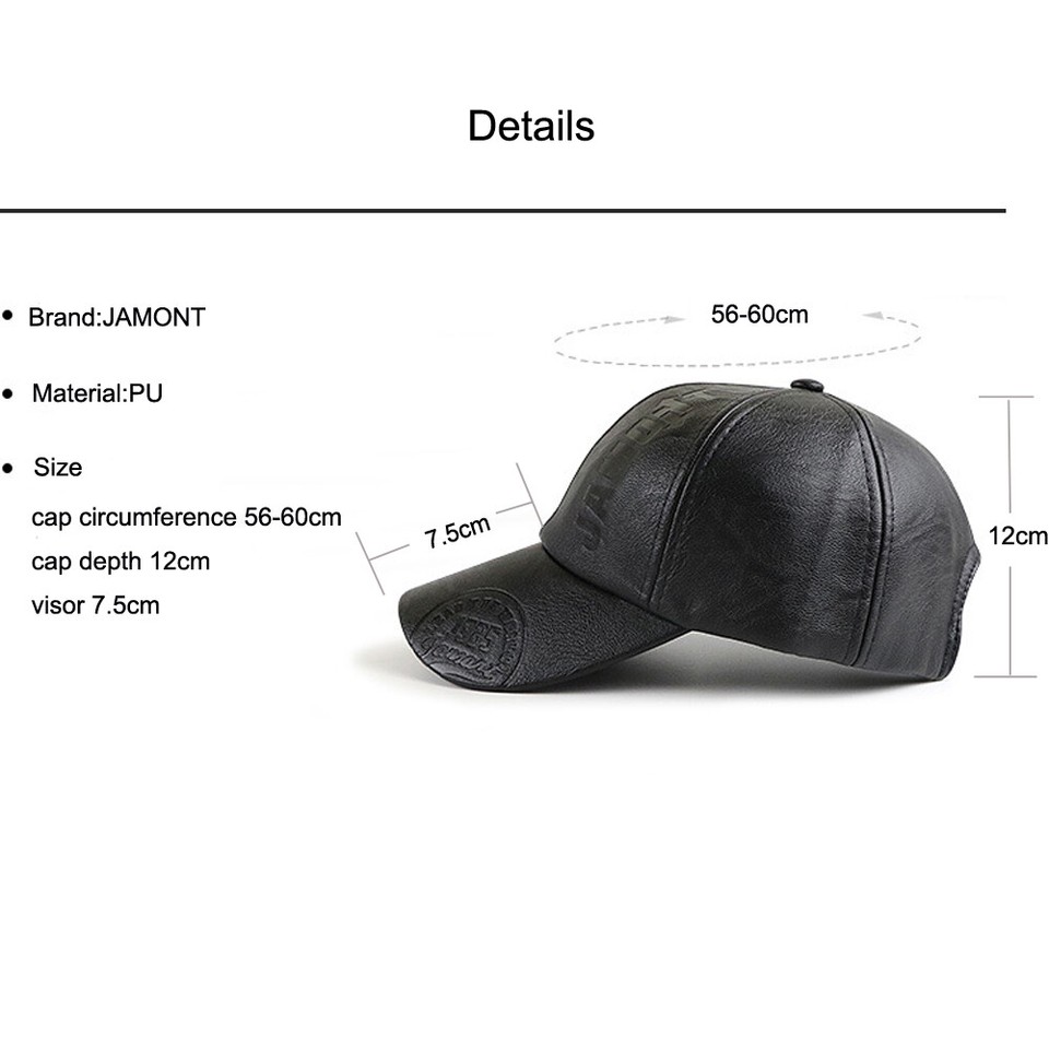 JAMONT mens warm retro leather PU baseball cap winter hats snapback ...