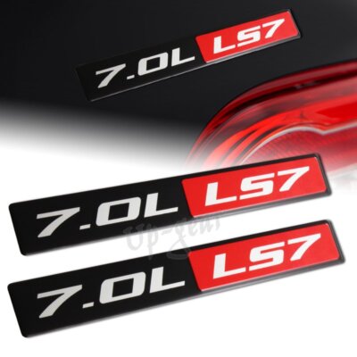 2PCS Universal Red & Black 7.0L LS7 Engine Aluminum Sticker Emblem ...