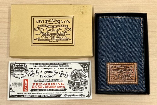 Levi Strauss Secretary Vtg Western Cowboy Wallet Denim Leather Made In ...