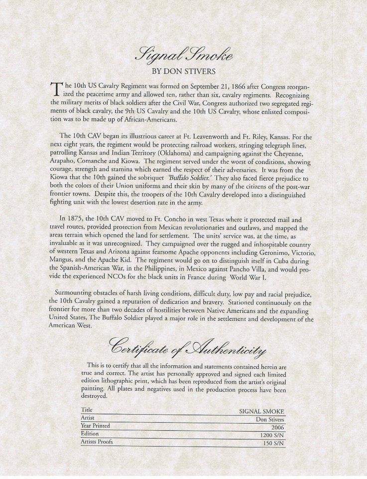 Don Stivers "Signal Smoke" - signed number Ltd Edition Print mint ...