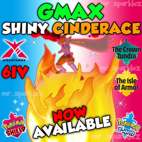 SHINY GMAX CINDERACE 6IV HIDDEN ABILITY ISLE OF ARMOR Pokemon Sword ...