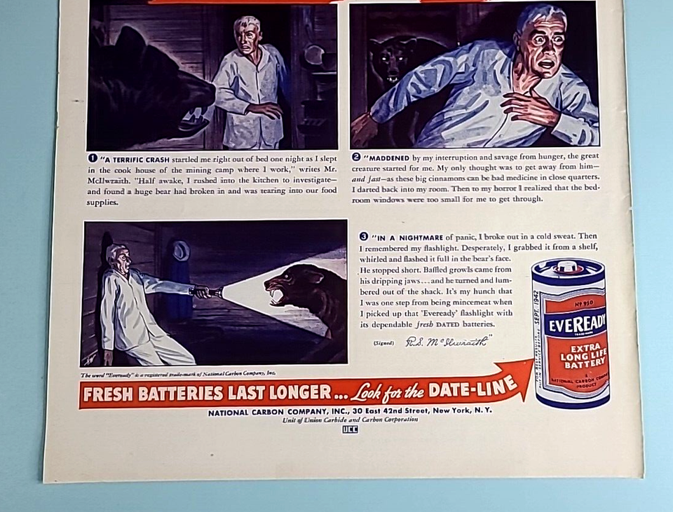 1942 EVEREADY Battery Vintage 1940s Print Ad, The Savage Beast Had Me ...