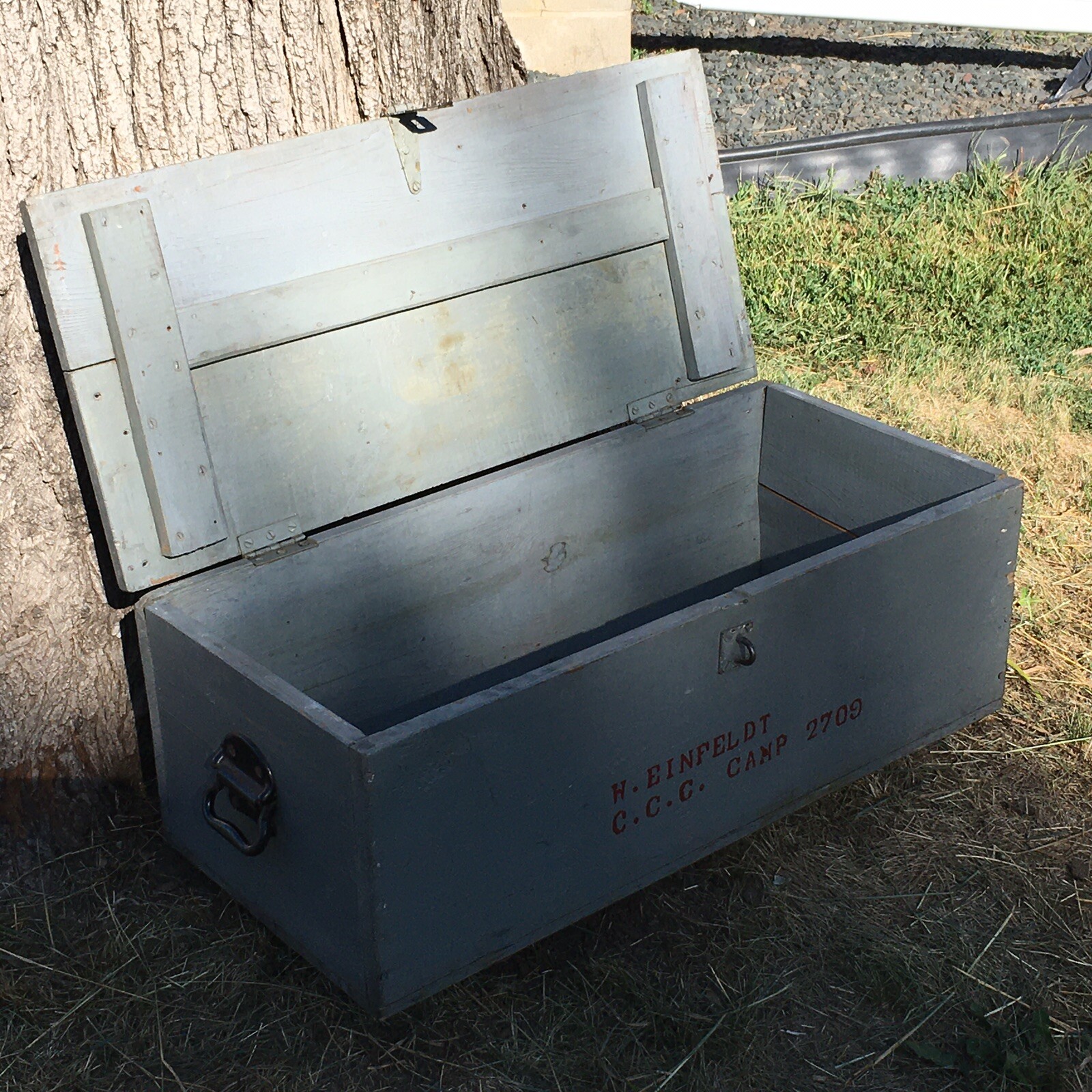 Vintage CCC Camp 2709 Wooden Foot Locker Trunk 1935-1941 *Rare* Damaged ...